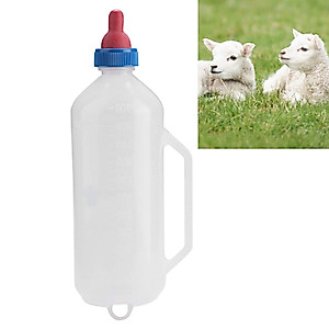 Lamb Milk Bottle Calf Goat Milk Feeder Bottle Baby Milk Feeding Screw-On Teat Feeder Detachable Nipple Sheep Replacement Nursing Bottle with Hand Grip & Scale 1L
