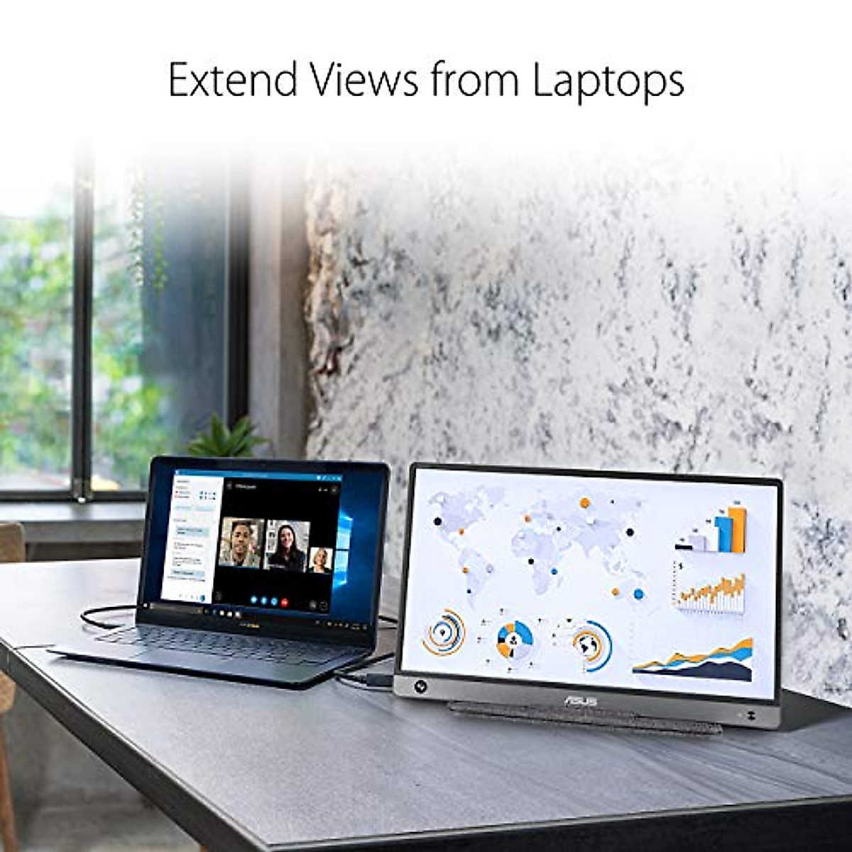 ASUS ZenScreen 15.6” 1080P Portable USB Monitor (MB16AH) - Full HD, IPS, USB Type-C, Speakers, Micro-HDMI, Eye Care, Speakers, Tripod Mountable, Anti-Glare Surface, Protective Sleeve, 3-Year Warranty