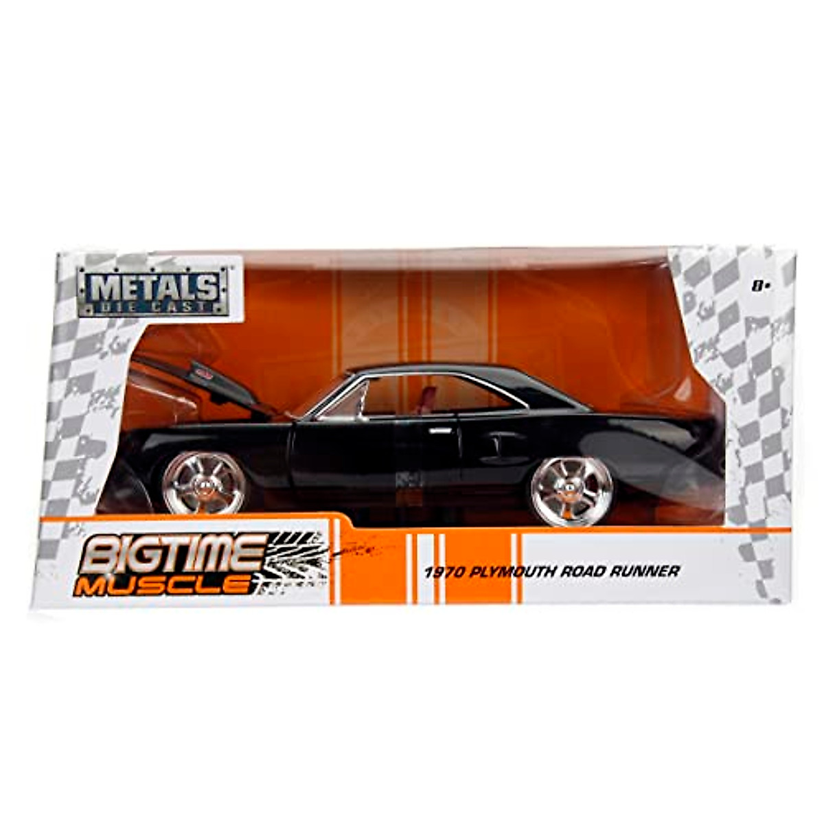 Big Time Muscle 1:24 1970 Plymouth Road Runner Die-Cast Car, Toys for Kids and Adults (Black)