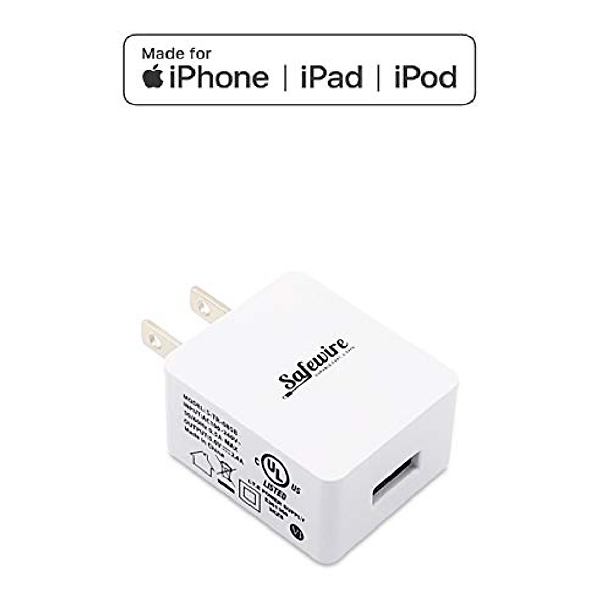 Apple Certified iPhone & iPad Charger - Ultra Durable 6ft Lightning to USB Cable and 12W USB Power Adapter Wall Plug for iPhone 14 13 12 11 Pro Max XS XR X 8 Plus 7 6S 6 5 iPad Mini Air iPod (White)