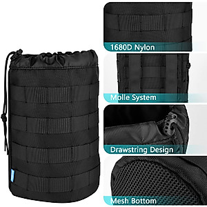 Xxerciz Water Bottle Holder Molle Pouch, Tactical Pouches Water Bottle Carrier Sports Water Bottles Pouch Bag for Walking, with Drawstring Open Top & Mesh Bottom