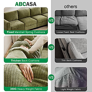 ABCASA Luxury Modular Sectional Sofa w/Storage Seat, 92" U Shaped Modular Couch with Reversible Chaise,5 Seater Sofa for Living Room, Apartment, Compact Spaces - Corduroy Green
