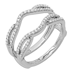 Dazzlingrock Collection Round White Diamond Split Shank Enhancer Guard Wedding Ring (0.35 ctw) in 10K White Gold, Size 5.5