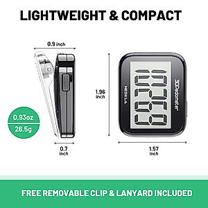 NESKLA 3D Pedometer for Walking, Simple Step Counter with Large Digital Display, Step Tracker with Removable Clip Lanyard, Accurately Track Steps for Men Women Kids Adults Seniors