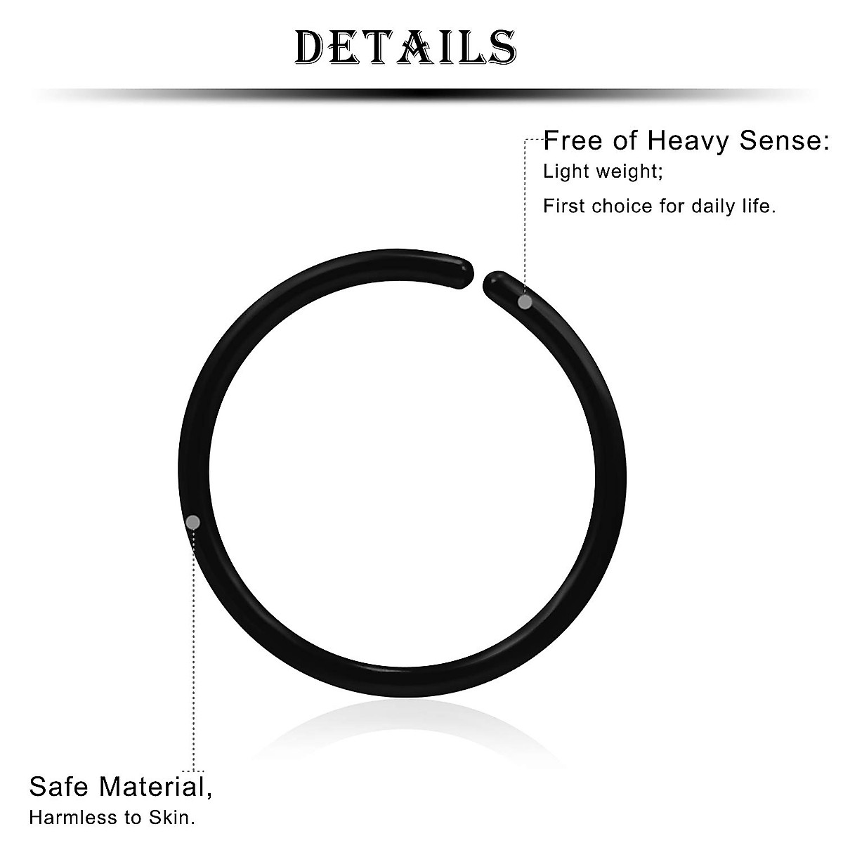 Kridzisw 22G Clear Plastic Silicone Nose Rings Hoop Piercing Retainer Flexible Bioflex Thin Nostril Lip Nose Ring Tragus Cartilage Helix Daith Rook Earrings Piercing Jewelry Work Sport Women Men 8mm