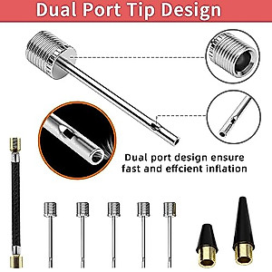 Ball Pump, Sports Ball Pump with 5 Needles, Nozzle, Extension Hose, Carry Bag, Push & Pull Inflator System, Perfect for Volleyball, Basketball, Football, Soccer, Water Polo, Swim Inflatables