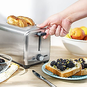 BELLA 2 Slice Toaster, Quick & Even Results Every Time, Wide Slots Fit Any Size Bread Like Bagels or Texas Toast, Drop-Down Crumb Tray for Easy Clean Up, Stainless Steel