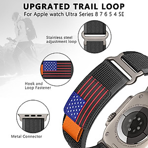 Trail Loop Nylon Band - Compatible with Apple Watch Ultra 2 Band 49mm 46mm 45mm 44mm 42mm 41mm 40mm 38mm Men Women,Rugged Braided Elastic Weave Sport Strap for iWatch Ultra Series 10/9/8/7/6/SE/5/4/3