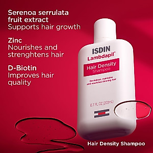 ISDIN Lambdapil Hair Loss Shampoo, Revitalizes and Nourishes Thinning Hair for Fuller Thicker Hair, 6.7 Fl Oz