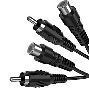 Ullnosoo RCA Extension Cable, 2 Pack 15ft Audio Video RCA Male to Female Cord for Speaker, Subwoofer, Camera, HDTV, Amplifier