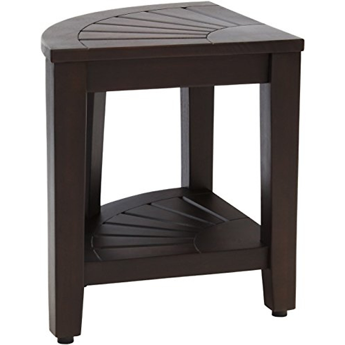 AquaTeak 15.5" Kai Corner Mocha Teak Shower Bench with Shelf