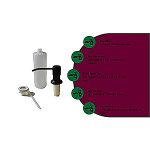 Soap Dispenser for Kitchen Sink, Built in, Stainless Steel (Brushed Nickel), Pump Set for Dish Soap or Lotion, Refill from The Top, for CounterTop, Black