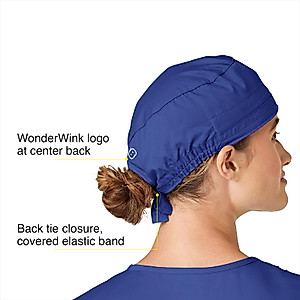 WonderWink Unisex Tie Back Scrub Cap, Galaxy Blue, One Size