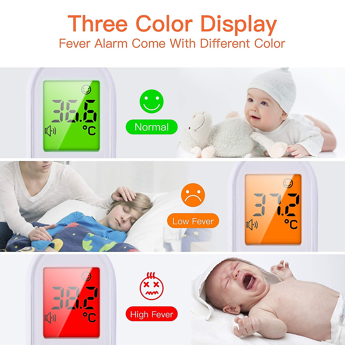Non-Contact Forehead Thermometers for Baby,Kids and Adult, Digital Medical Thermometer, Professional Infrared Temporal Fever Thermometer Fast and Accurate Reading with Backlight LCD Screen