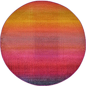 Unique Loom Estrella Collection, Gradient, Sunset, Abstract, Bright Colors Area Rug, 6' 1" x 6' 1", Pink/Gold