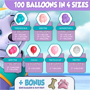 ALL-IN-1 Skye Paw Patrol Balloon Garland Arch Kit with BONUS Bone & Paw Print Balloons – Pink Paw Patrol Balloons Girl for Paw Patrol Birthday Decorations Girl – Skye Paw Patrol Party Supplies