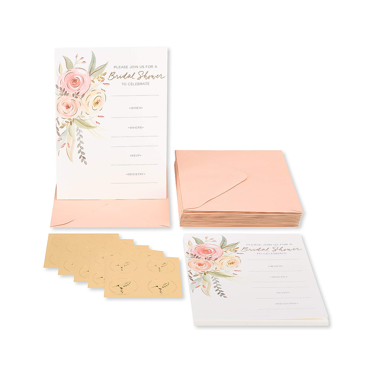 Papyrus Bridal Shower Invitations, Floral (20-Count)