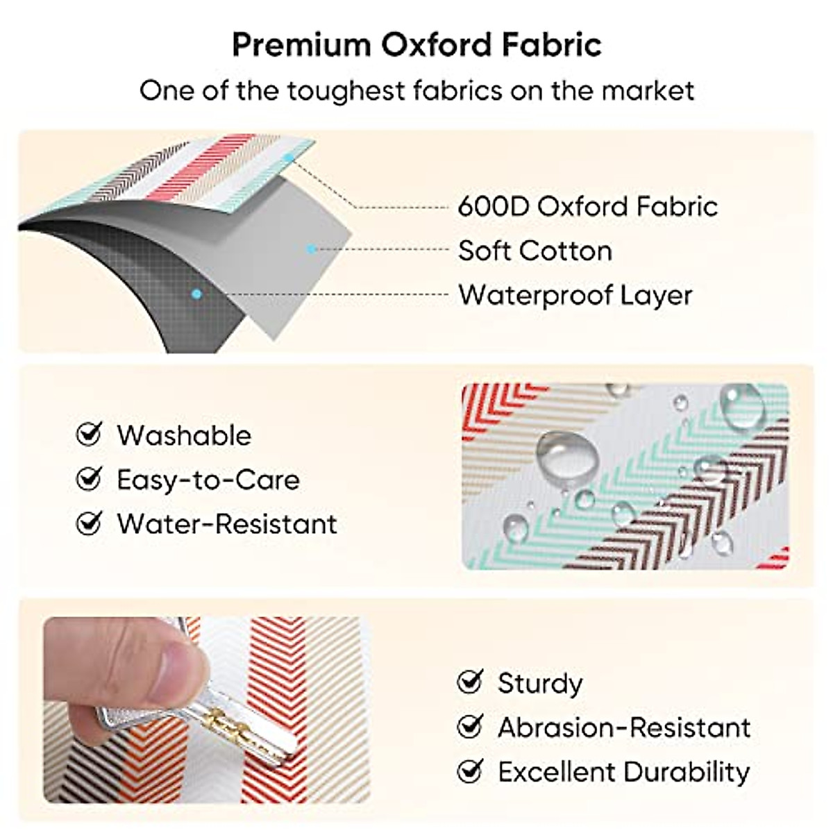 BALEINE 3PK SOFT Premium Oxford Closet Storage Bags for Comforters, Bedding and Clothes, Heavy-Duty Foldbale Clothing Storage Bag with Clear Window, Reinforced Handles & Sturdy Zippers (Large, Color Stripe)