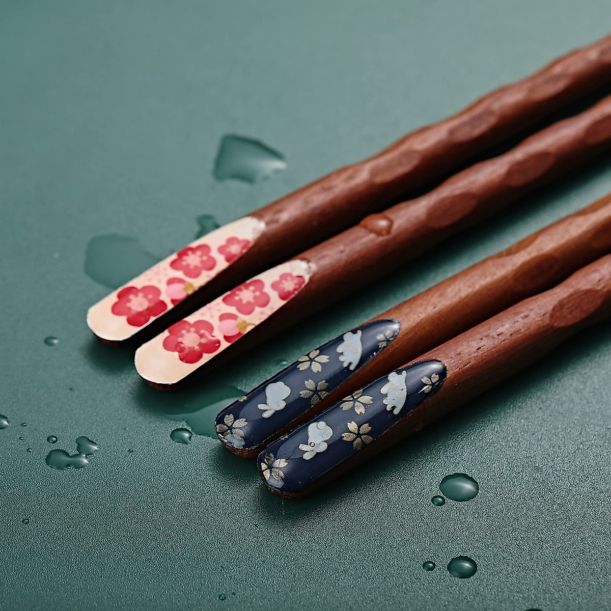 Cooking Wooden Japanese Chopsticks Reusable-Personalized Chopsticks Dishwasher Safe, Fancy Fun Sushi Easy Chopsticks