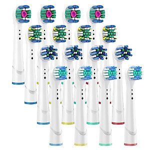 Replacement Brush Heads for Oral B Compatible Electric Toothbrush Heads, Including 4 Precision, 4 Floss, 4 Cross and 4 Whitening - 16 Variety Pack
