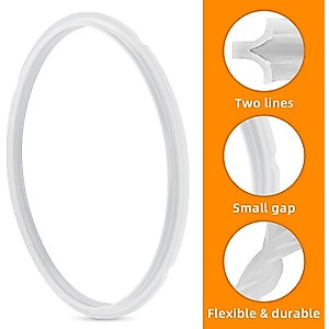 Original Sealing Ring Compatible with Crock-Pot Quart and 6 Quart Pressure Cooker Replacement Gasket for Crock Pot 6 Qt Silicone Seal Ring - 2 Packs