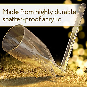 IMPRESA [6 Pack] Champagne Shooter Plastic Glass Set - Champagne Glasses with Stands - Bachelorette Party Gifts - Champagne and Prosecco Gifts for Bubbly Lovers – Reusable Champ Shooter