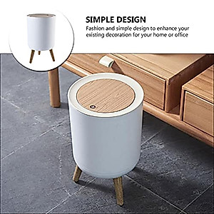 DOITOOL Trash Can Garbage Bin with Press Top Lid Modern Waste Basket Kitchen Waste Can Bucket for Kitchen Bathroom Bedroom Living Room Office White