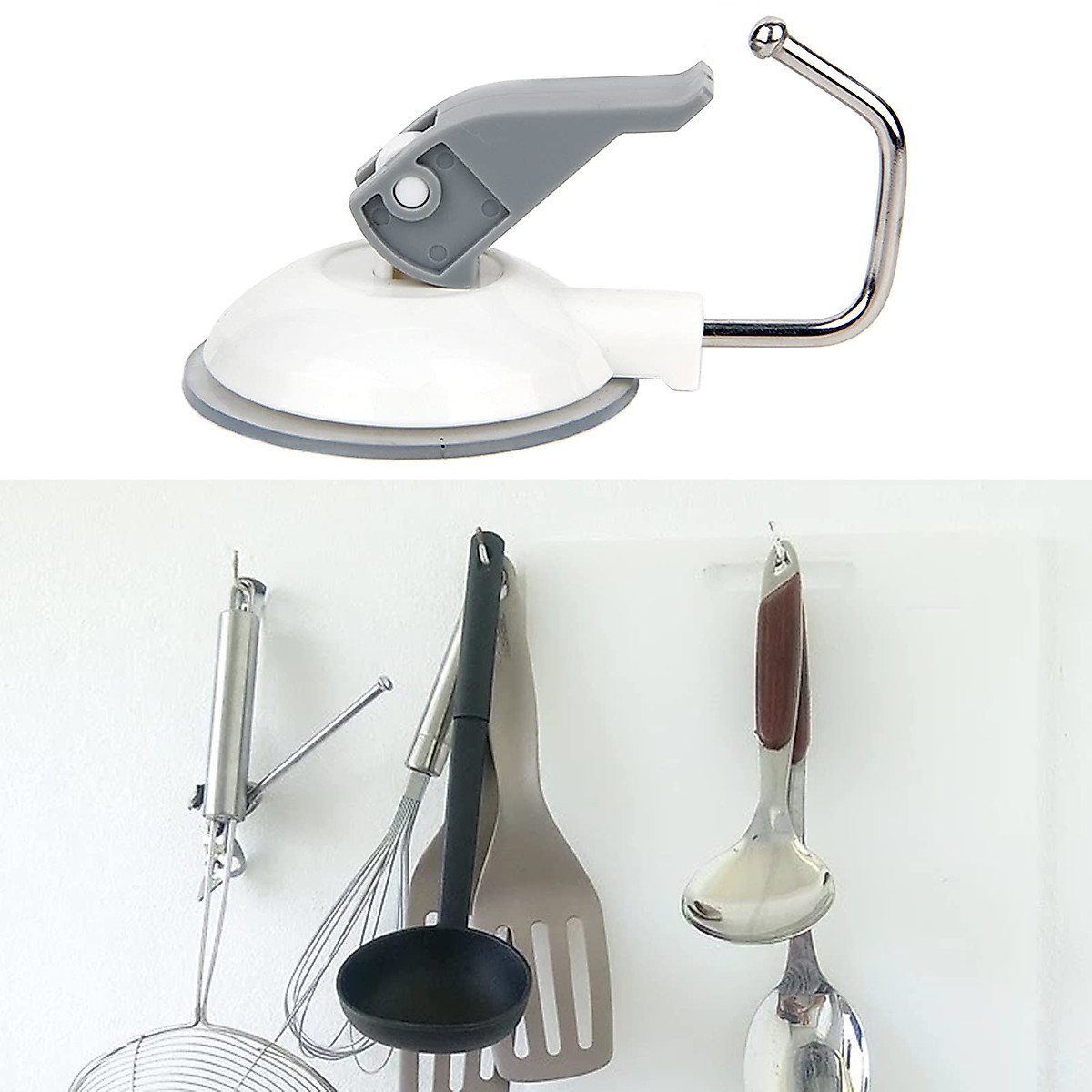 fublousRR5u Kitchen Hook Wide Application Reusable Suction Cup Hanger Easy Installation Wall-Mounted Reliable Lightweight White