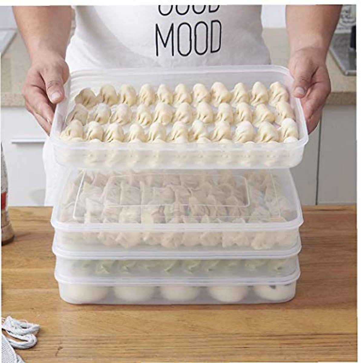 Angoter 2pcs Food-Grade Pp Dumpling Eggs Pastries Fish Refrigerator Large Storage Box Case Container Cakes Food Container 35 * 25* Cm
