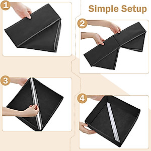 Potchen 24 Set Clothes Dresser Drawer Organizers Dividers, Nursery Organization Bin Fabric Foldable Closet Clothing Wardrobe Storage Box Container Basket for Bras Socks Underwear Bedroom(Black)