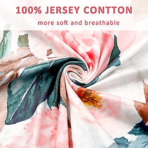 Fitted Crib Sheets for Baby Boys and Girls, Ultra-Soft Jersey Knit Cotton Baby Crib Sheet Fits Standard Crib and Toddler Mattress, Pink Flower