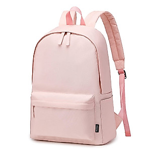 abshoo Lightweight Casual Unisex Backpack for School Solid Color Boobags (Light Pink)