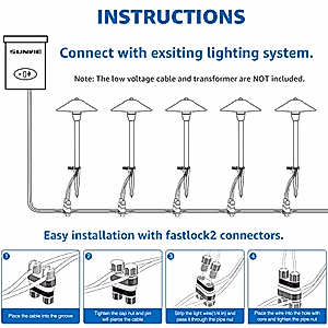 SUNVIE Low Voltage Landscape Pathway Lights, 12-24V 3W LED Path Lighting, 3000K Outdoor Low Voltage Landscape Lighting, IP65 Waterproof Aluminum Path and Area Light for Yard Garden Walkway, 2 Pack