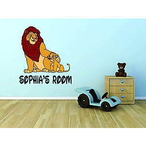 Lion King Movie Cartoon Children Custom Personalized Name Sticker Animated Movie Wall Decals for Kids Bedroom / Boys Wall Decor Vinyl Sticker Art Simba Zazu Family Size 20x20 inch