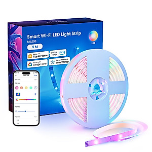 Smart LED Strip Lights Works with Apple HomeKit, 16.4ft WiFi RGB Strip, Compatible with Siri, Alexa&Google and SmartThings, App Control, Color Changing Led Strips for Home, Bedroom, Kitchen, TV, Party