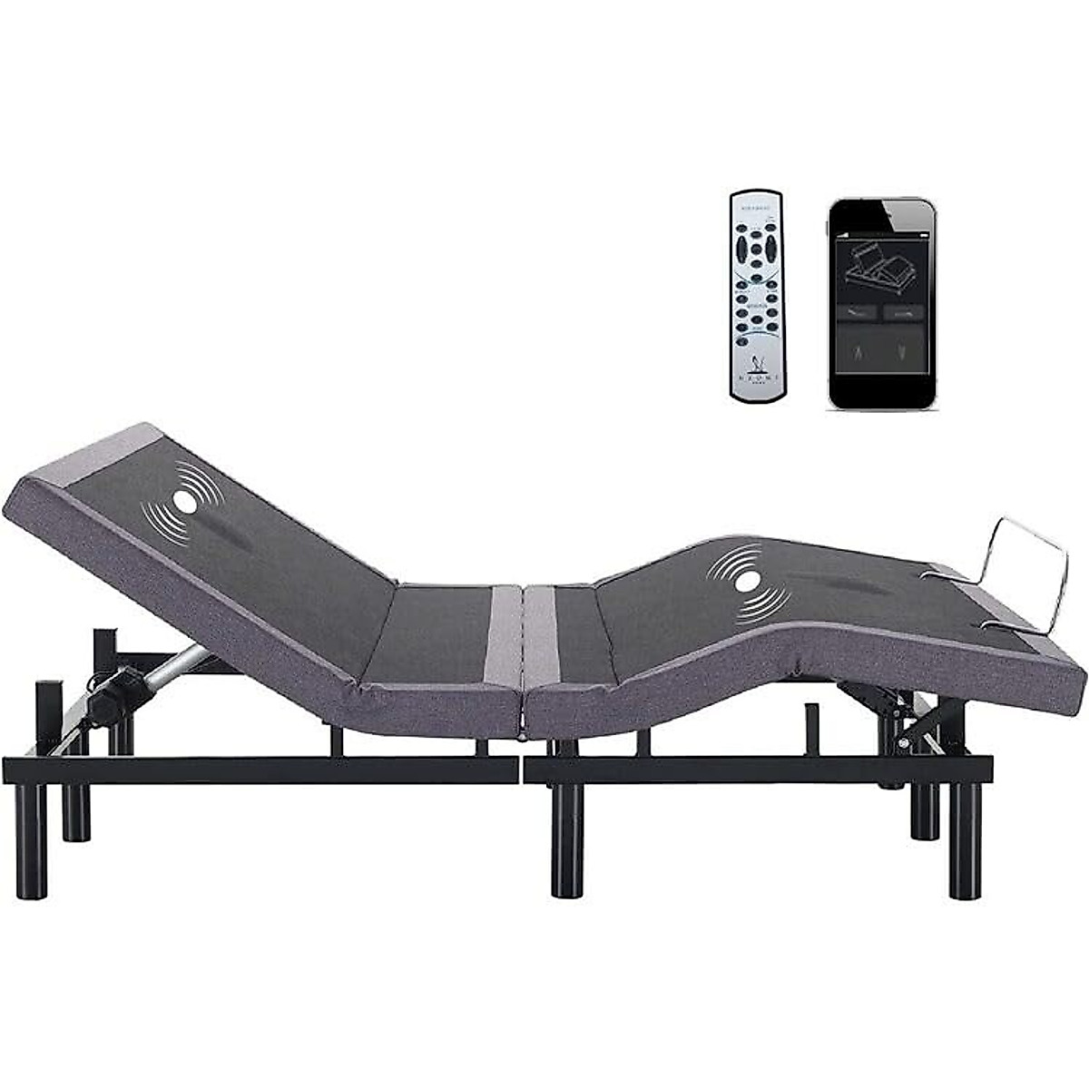 Naomi Home Pain Relieving IdealBase Adjustable Bed Frame Queen, Massaging Zero Gravity Adjustable Bed Base, Electric with 3 Speed Head & Foot Massage, Wireless Remote, 2 USB Ports, 800Lbs Capacity