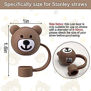 AIERSA Straw Cover for Stanley Cup,3Pcs Bear Straw Covers Compatible with Stanley 30&40oz and Simple Modern with Handle Tumbler with Handle,Silicone Straw Topper Caps for Stanley Cups Accessories