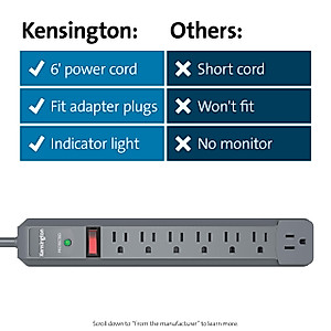 Kensington Guardian 7-Outlet, 6-Foot Cord, & 540 Joules Premium Surge Protector (K38217NA)