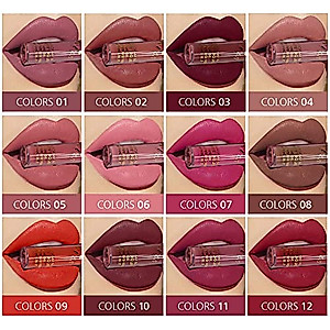 UCANBE 12Pcs/Set Velvet Matte Liquid Lipstick Makeup Classic Waterproof Long Lasting Smooth Soft Reach Colors Full Lips Gloss For Women Gift