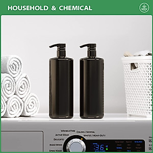 Bar5F Empty Shampoo Bottle with Pump, Black, 33.8 Ounce (1 Liter), Pack of 2