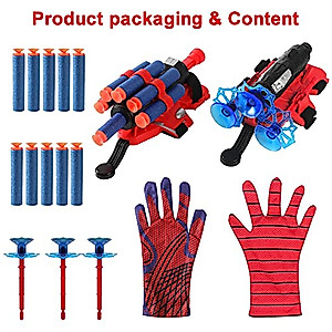 Spider Web Shooting Game, 2 Sets Spider Web Shooters for Kids Launcher Gloves Hero Movie Launcher with Wrist Toy Set Funny Decorate Children Wrist Toy Set Funny Educational
