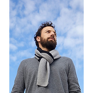 State Cashmere Unisex Ribbed Knit Scarf Made with 100% Pure Inner Mongolian Cashmere - Elegant, Soft, & Versatile - Ultra Warm Winter Accessories - (Pale Charcoal, 70"x7")