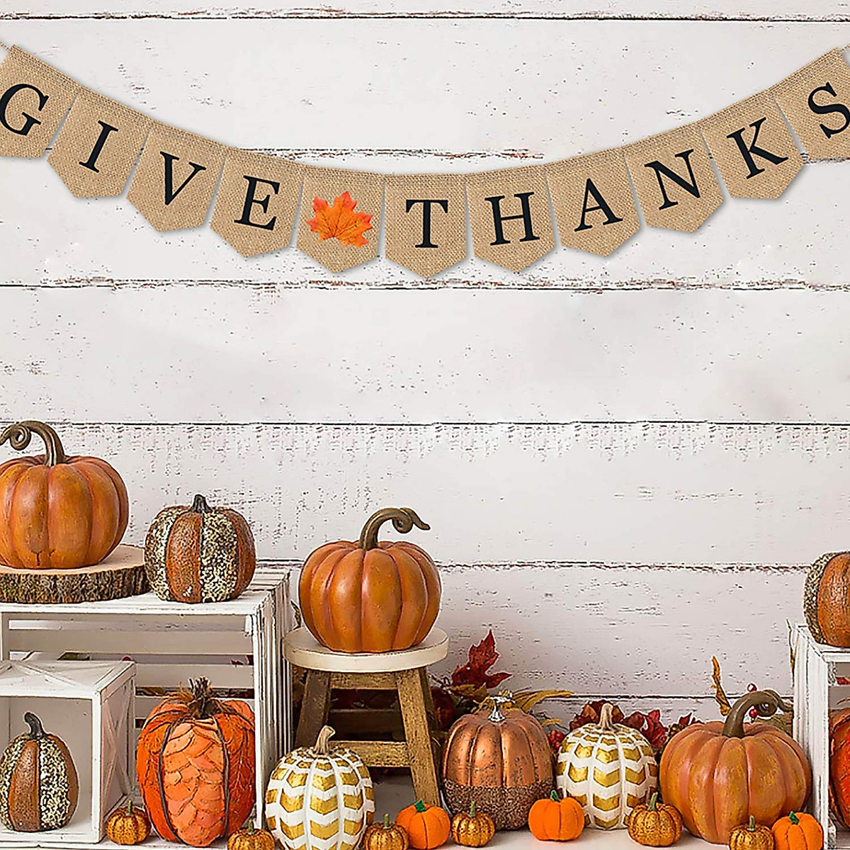 Give Thanks Banner, Thanksgiving Decorations Burlap Banner Thanksgiving Decor Friendsgiving Party Home Decoration