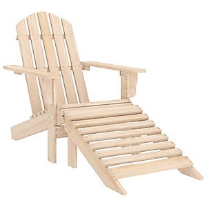 Tidyard Patio Adirondack Chair with Ottoman and Table Solid Fir Wood Outdoor Fire Pit Chair Wooden Garden Armchair for Porch Pool Lawn Deck Backyard Balcony Outdoor