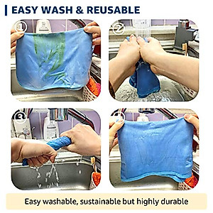 Silver Star Glass & Window Microfiber Cleaning Cloth – Reusable, Soft, Lint-Free, Streak-Free, Scratch-Free (Light Blue, 16" x 16", 6Pack)