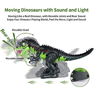 SY JOYSAE WonderPlay Tyrannosaurus T-Rex Dinosaur with Lights and Realistic Sounds Action Figure Toy - Light Up Eyes, Awesome Sounds - Walks on Its Own! - Great Gift Boys 3+,Battery Operate (Green)