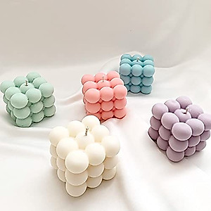 Hygge & Cwtch Bubble Candle | Handmade Soy Cube Candles Danish Pastel Room Decor Aesthetic Scented Aromatherapy Cute Shaped Decorations (Vanilla Cream, 1-Pack)