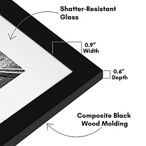Americanflat 11x14 Picture Frame in Black - Displays 8x10 with Mat and 11x14 without Mat - Engineered Wood with Shatter Resistant Glass - Horizontal and Vertical Formats for Wall - Set of 2