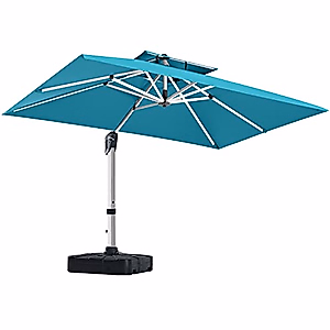 ABCCANOPY 10x13ft Patio Umbrella - Large Windproof Cantilever Umbrella with 360-degree Rotation,Outdoor Offset Rectangle Umbrella for Backyard Garden Deck Pool, Turquoise