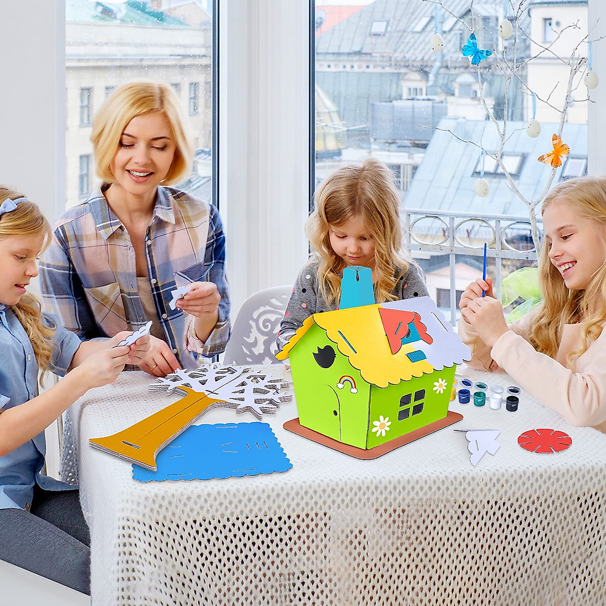 Kids Arts and Crafts Paper Puzzle Building and Painting Kit Holiday Party Activities DIY Craft Projects Toys for Boys Girls Age 3-5 4-8 8-12